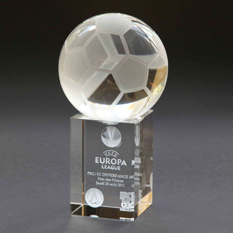 Glass football trophy - Awards In Glass