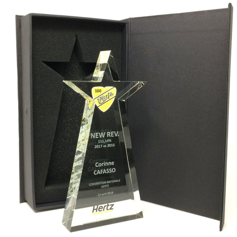 Glass awards and trophies and corporate custom recognition plaques